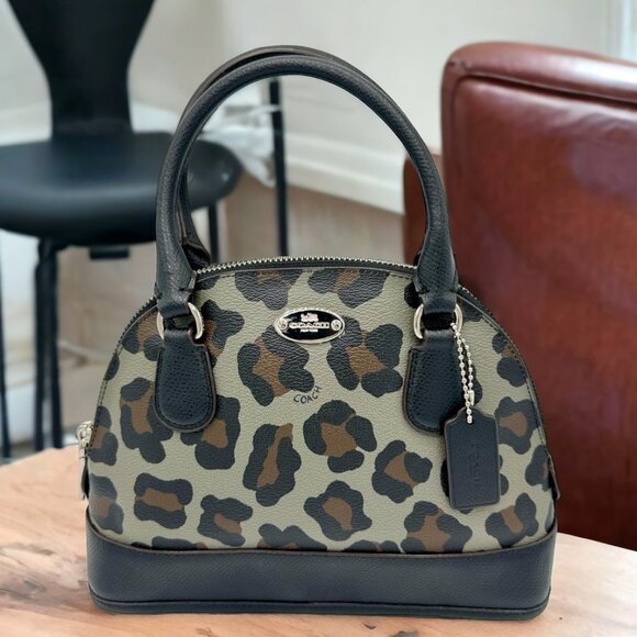 Coach | Bags | Euc Coach Mini Cora Domed Satchel Crossbody Ocelot Print ...